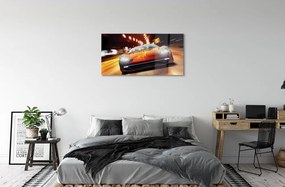 Obraz na skle Sportovní auto světla města 125x50 cm
