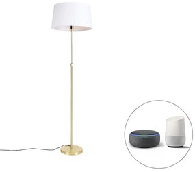 Chytrá stojací lampa zlatá s plátěným stínidlem bílá 45 cm vč.Wifi A60 - Parte