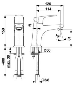 KFA Armatura 5552-815-81 - Umyvadlová baterie + výpusť OTAVA 15 cm matná černá