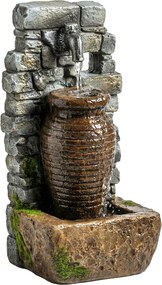Zahradní fontána s nastavitelným průtokem vody a třístupňovou rustikální kamennou stěnou v designu džbánu