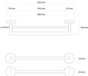 Sapho, X-ROUND GOLD dvojitý držák ručníků, zlatá, XR401GB