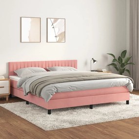 Box spring postel s matrací růžová 180x200 cm samet,  3141442