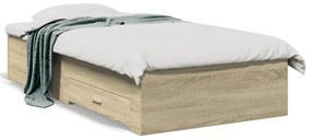 Rám postele se zásuvkami dub sonoma 90x190 cm kompozitní dřevo - Default Title