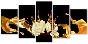Malvis ® Zlatá abstrakce s růží Velikost: 100x50 cm