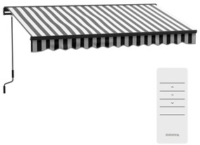 Outsunny Balkonová markýza Outsunny, 350 x 250 x 150 cm, odolná proti UV30+, s dálkovým ovládáním, ruční klika, nastavitelná kazetová markýza, šedá+b…