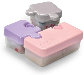 Melii Svačinový box Puzzle 850 ml - růžový, fialový, šedý