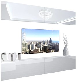 Obývací stěna Belini Premium Full Version  bílý lesk+ LED osvětlení Nexum 86