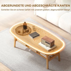 HOMCOM Konferenční stolek do obývacího pokoje s úložným prostorem, stolík do obývacího pokoje, ložnice, 120 x 60 x 42 cm, přírodní dřevo