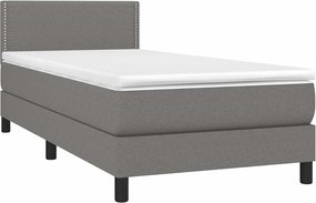 Box spring postel s matrací a LED tmavě šedá 90x190 cm textil 3133038