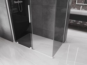 Mexen Velar, sprchový kout s posuvnými dveřmi 150 x 70 cm, 8mm šedé sklo, bílá matná, 871-150-070-41-20