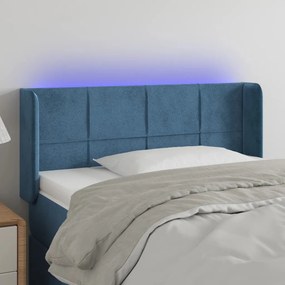 Čelo postele s LED tmavě modré 103 x 16 x 78/88 cm samet 3123282
