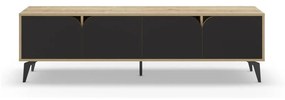 TV stolek v dekoru dubu v černo-přírodní barvě 180x51 cm Nola – Marckeric