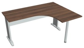 Stůl ergo oblouk levý 160×120/60 cm - Hobis Cross CE 60 L Dekor stolové desky: ořech, Dekor lamino podnože: šedá, Barva nohou: Stříbrná