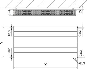 Mexen, Panelový radiátor Mexen Line CVL22 400 x 1800 mm, spodní připojení, 2049 W, bílý - W622L-040-180-00