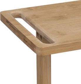 Úzký koupelnový regál na kolečkách, bamusový
