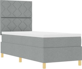 Postel s boxspringem s čelo Světle šedá 80 x 200 cm textil 3339651