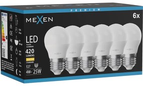 Mexen Nova 6x LED žárovka E27, G45, 4W, Teplá - 3000K, 420 lm - L101-E27-0430-01x06