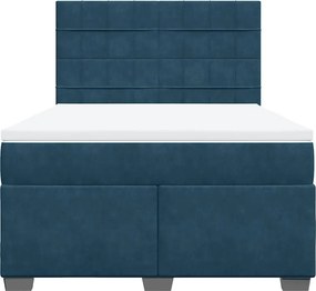 Box spring postel s matrací modrá 140 x 200 cm samet 3290934