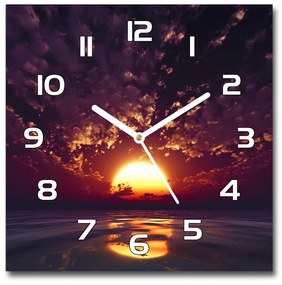 Wallmuralia Skleněné hodiny na stěnu Západ slunce 30x30 cm