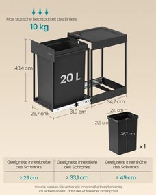Výsuvný odpadkový koš do kuchyňské skříňky LTB920BZ01