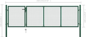 vidaXL Zahradní brána ocel 350 x 100 cm [144341] Barva: Zelená