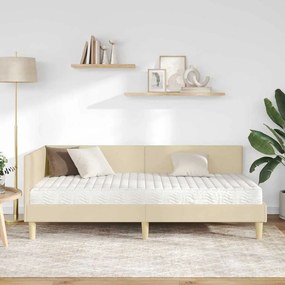Rohový rám postele s matrací Jiný s čelo 2 ks Krémová textil 3393747
