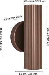 Eglo 902036 - Nástěnné svítidlo PORTILLO 2xGU10/5W/230V hnědá