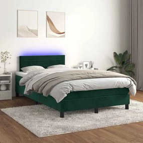 Box spring postel s matrací a LED tmavě zelená 120x190 cm samet 3270162