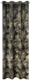 Záclona 140x250 Stella black gold flowers ready on loop Eurofirany