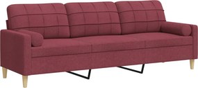 3místná pohovka s polštáři vínová 210 cm textil 3278207