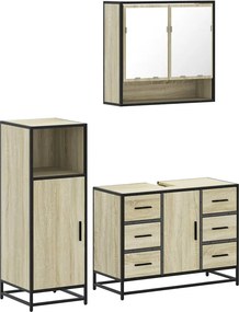 3dílný set koupelnového nábytku dub sonoma kompozitní dřevo 3300991