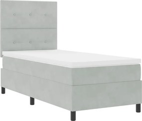 Postel s boxspringem s čelo Světle šedá 90 x 190 cm samet 3339800