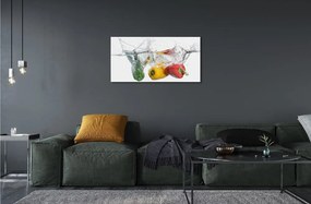 Obraz na skle Barevné papriky ve vodě 125x50 cm