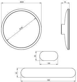 Deante Round příslušenství, kosmetické LED zrcátko 220x220 mm, zvětšení (3x), ADR_0821