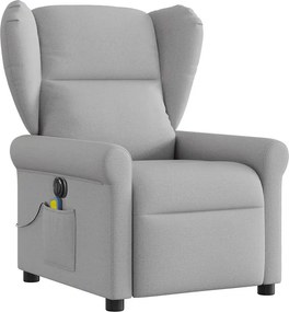 Elektrické masážní polohovací křeslo obláčkově šedé textil 3303373