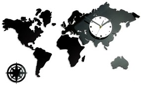 ModernClock 3D nalepovací hodiny Continents černo-bílé