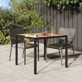 316718 vidaXL Zahradní stůl 90 x 90 x 75 cm polyratan a akáciové dřevo černý