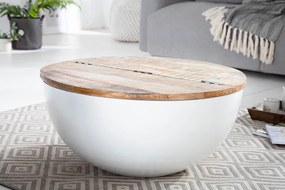 Konferenční stolek z recyklovaného dřeva Jakarta bílý 70cm