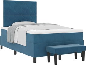 Postel s boxspringem s čelo Tmavě moddrá 190 x 120 cm samet 3344568