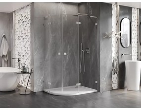 Mexen Lunar, L pravý půlkruhový sprchový kout 100 x 80 cm, 8mm čiré sklo, ocelový profil, 833L-100P-080L-97-00