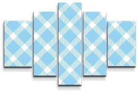 Sablio Obraz - 5-dílný Modrobílé čtverce - 125x90 cm