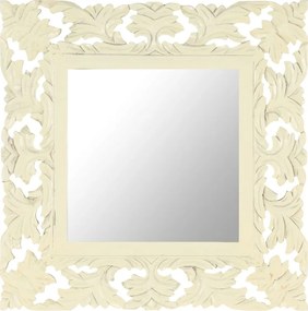 vidaXL Ručně vyřezávané zrcadlo 50 x 50 cm masivní mangovník [321638] Barva: Bílá