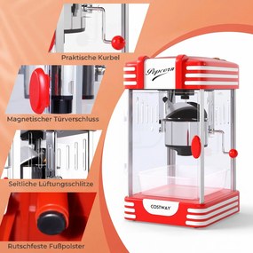 Costway Retro stroj na popcorn 300 W Stroj na popcorn ve stylu Cinema s hřejivým