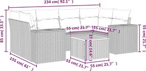 7dílná zahradní sedací souprava s poduškami černá polyratan 3225341