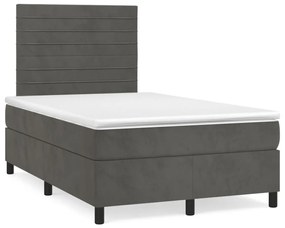 Box spring postel s matrací a LED tmavě šedá 120 x 190 cm samet