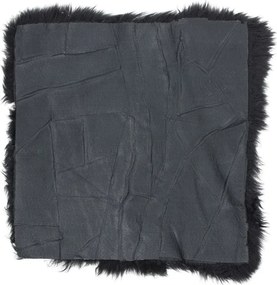 Černý chlupatý kožený podsedák Sity - 40*40*2cm