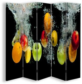 Ozdobný paraván, Jablka ve vodě - 180x170 cm, pětidílný, klasický paraván