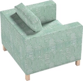 Potah na křesko IKEA Karlanda, krátký barva zelená látka pletený vzor, vzorované