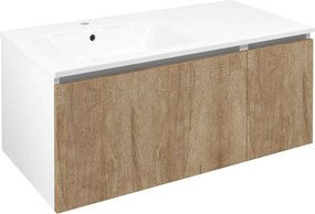 Sapho Lorea - Umyvadlová skříňka 100x46x52 cm, 1x dvířka, 1x zásuvka, levá, dub alabama/matná bílá LE070-2231-L-02