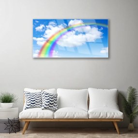 Obraz na skle Duha Nebe Mraky Příroda 140x70 cm